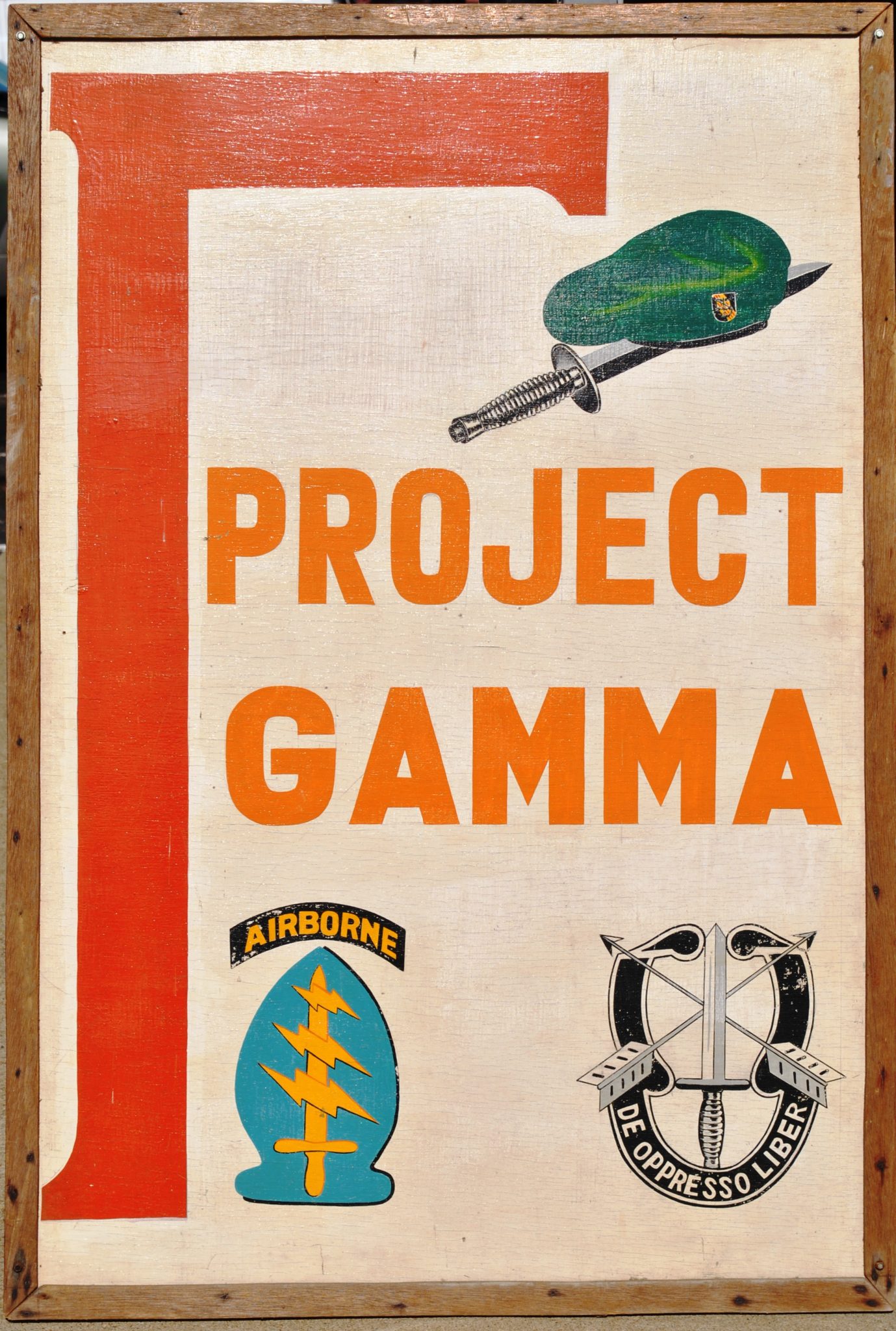 Vietnam War US Army Special Forces B-57 PROJECT GAMMA Camp Sign - Warpath