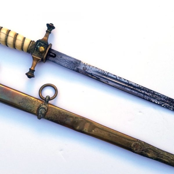 WWII German Transitional Kriegsmarine Ivory Hilt Damascus Blade Officer ...