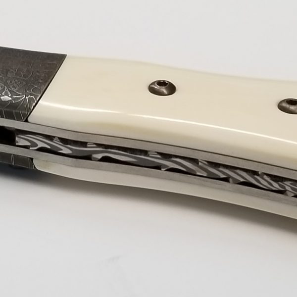 Rob Davidson Custom Damascus Blade Auto Knife with Mammoth Ivory Scales ...