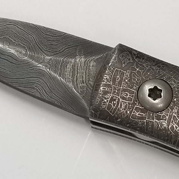 Rob Davidson Custom Damascus Blade Auto Knife with Mammoth Ivory Scales ...