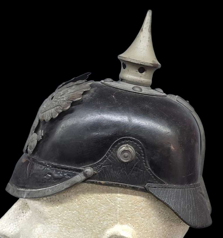 WW1 German Enlisted Man's Leather Spiked Helmet Pickelhaube - Warpath