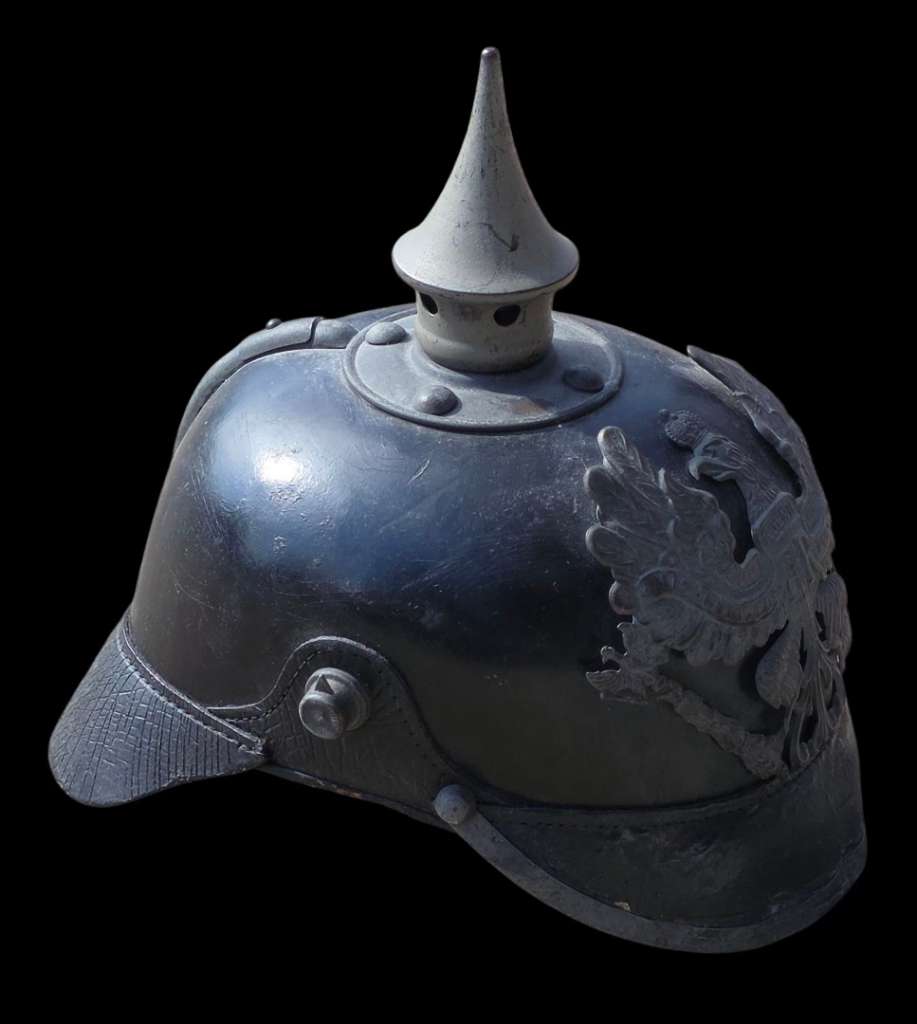WW1 German Enlisted Man's Leather Spiked Helmet Pickelhaube - Warpath