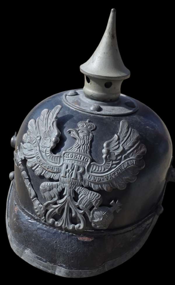 WW1 German Enlisted Man's Leather Spiked Helmet Pickelhaube - Warpath